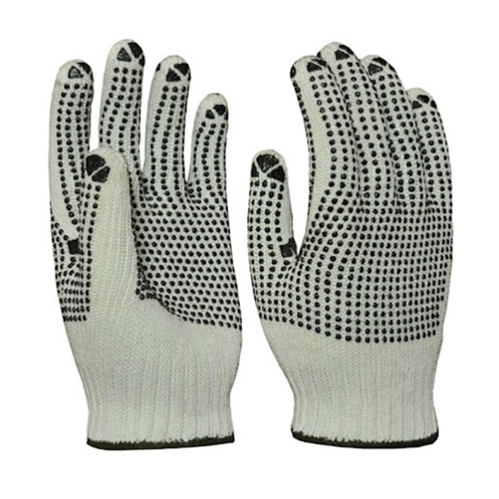 Seamless Knitted PVC Dotted Gloves (Black & Off White) - PAK GLOVES ...
